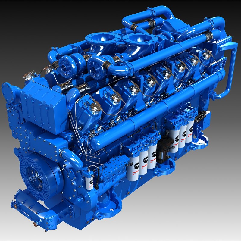 v12 diesel engine 3d obj