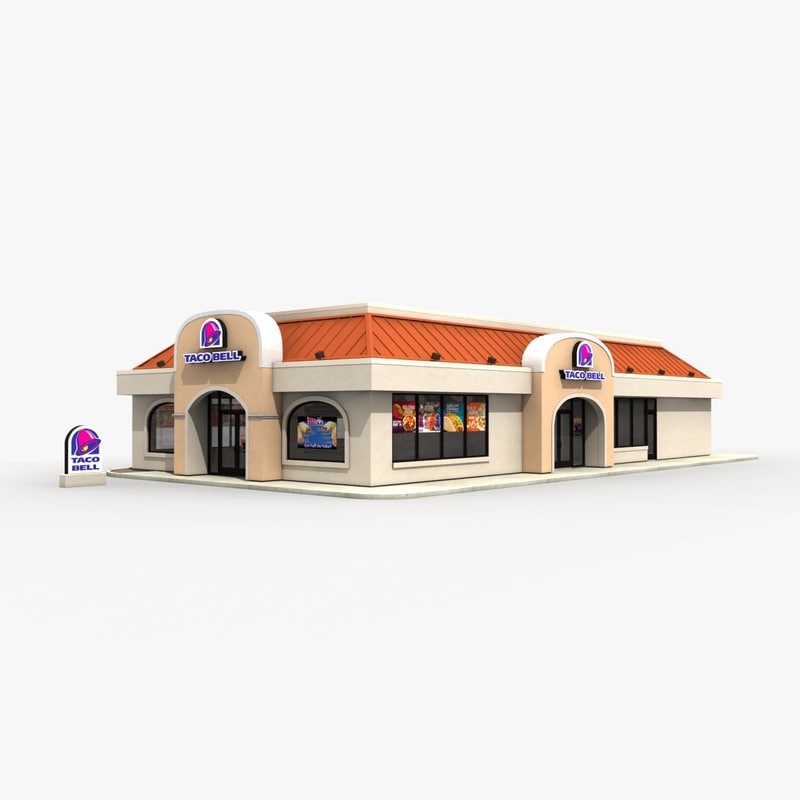 taco bell restaurant building 3d model