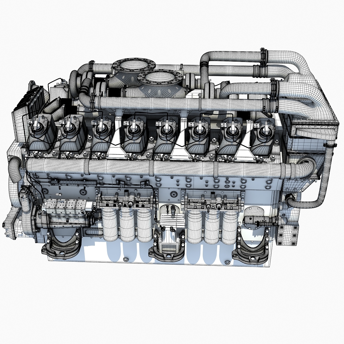 v12 diesel engine 3d obj