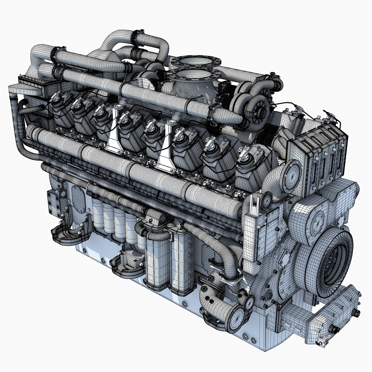 v12 diesel engine 3d obj