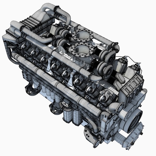 v12 diesel engine 3d obj