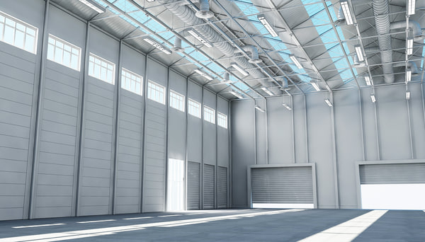 3d model large architectural warehouse interior