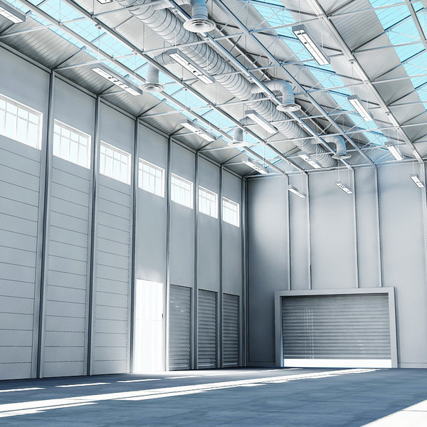 3d model large architectural warehouse interior