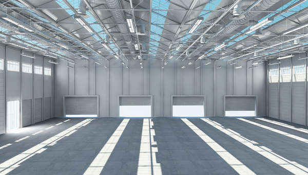 3d model large architectural warehouse interior