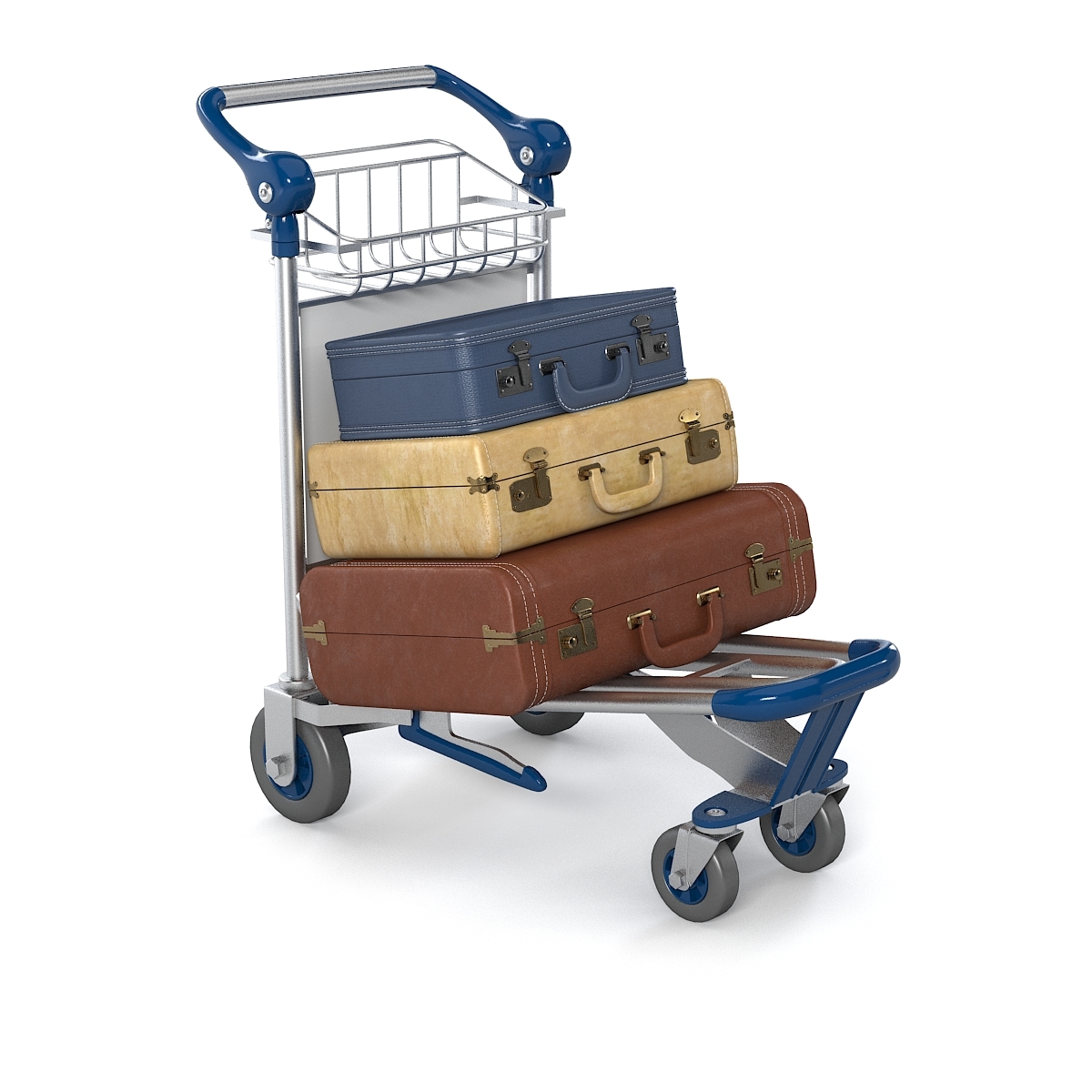 3d model loaded baggage cart