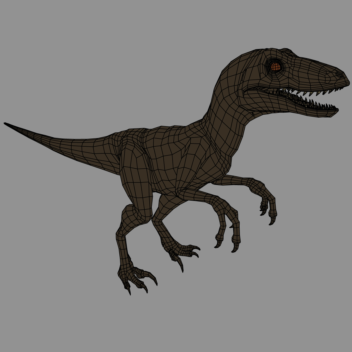 3d rigged velociraptor animation