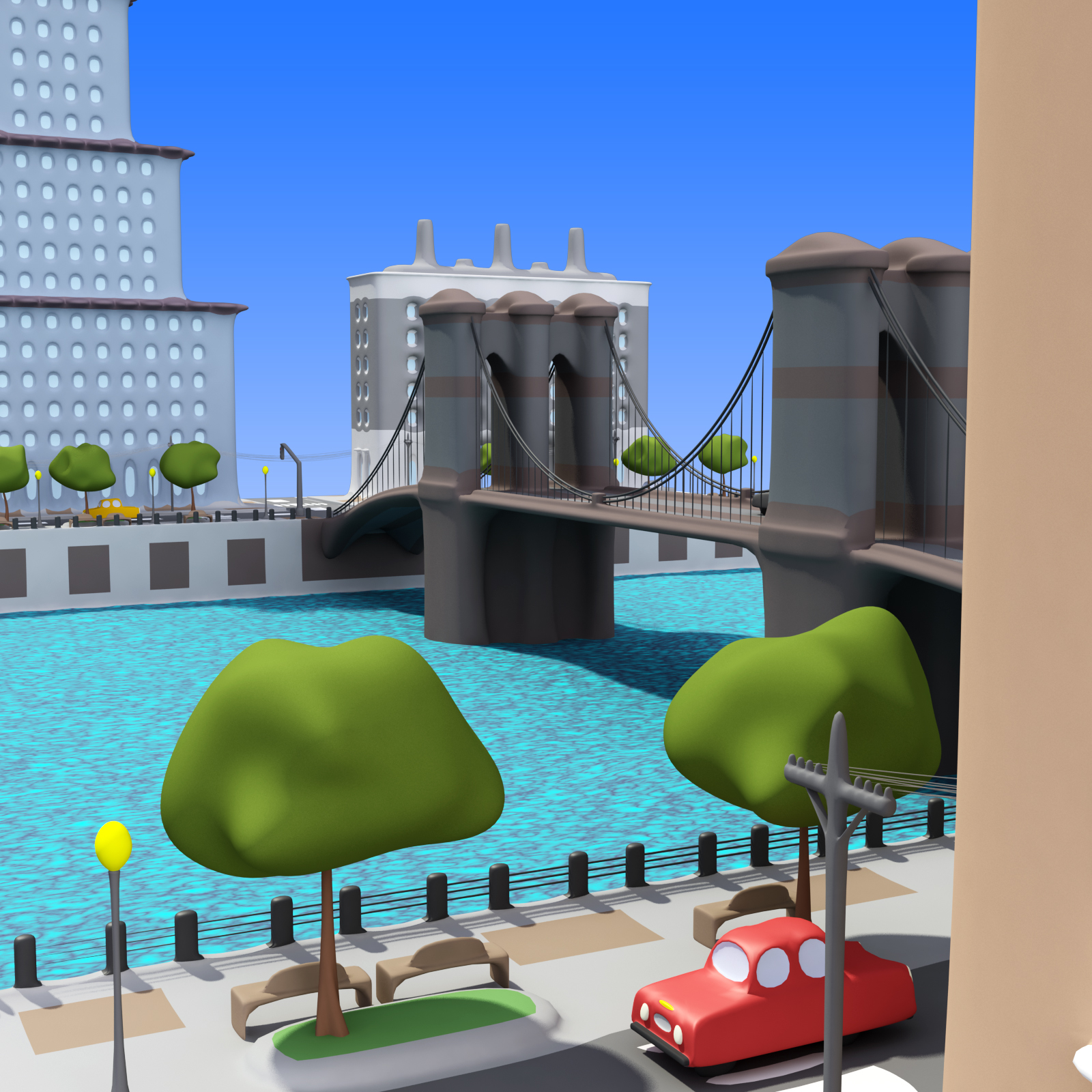 cartoon city: river city 3d max