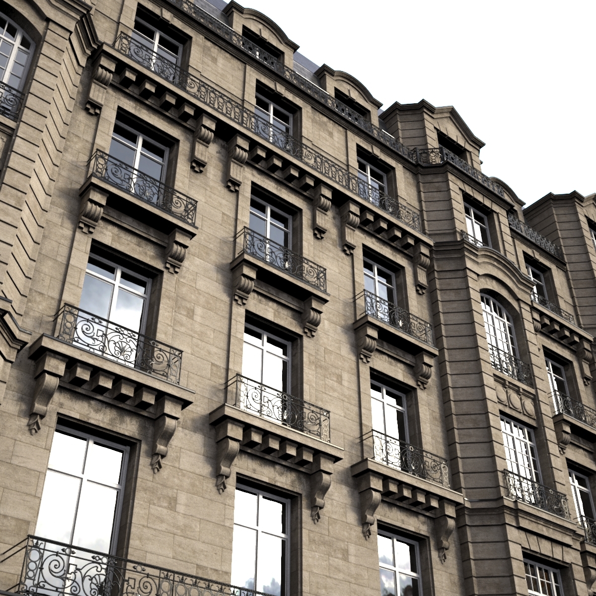 3d facade parisian model