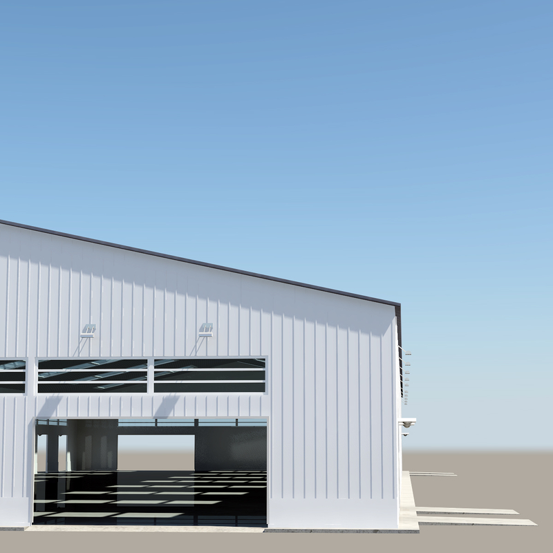 3d hangar warehouse contains