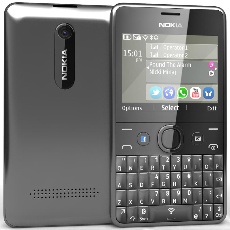 3d model nokia asha 210 black