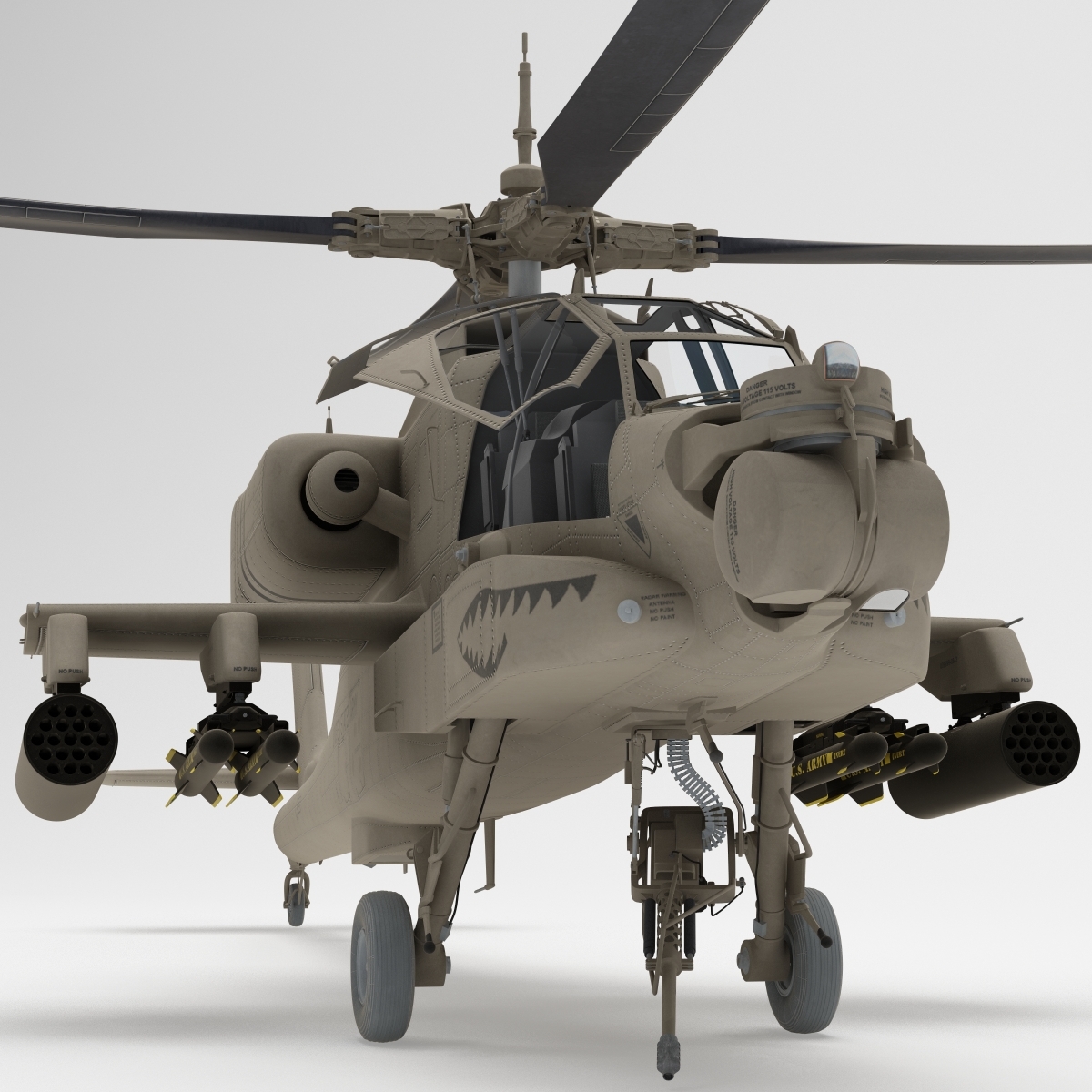 max ah-64 apache rigged helicopter