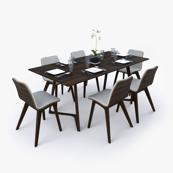 3d c4d dining table set
