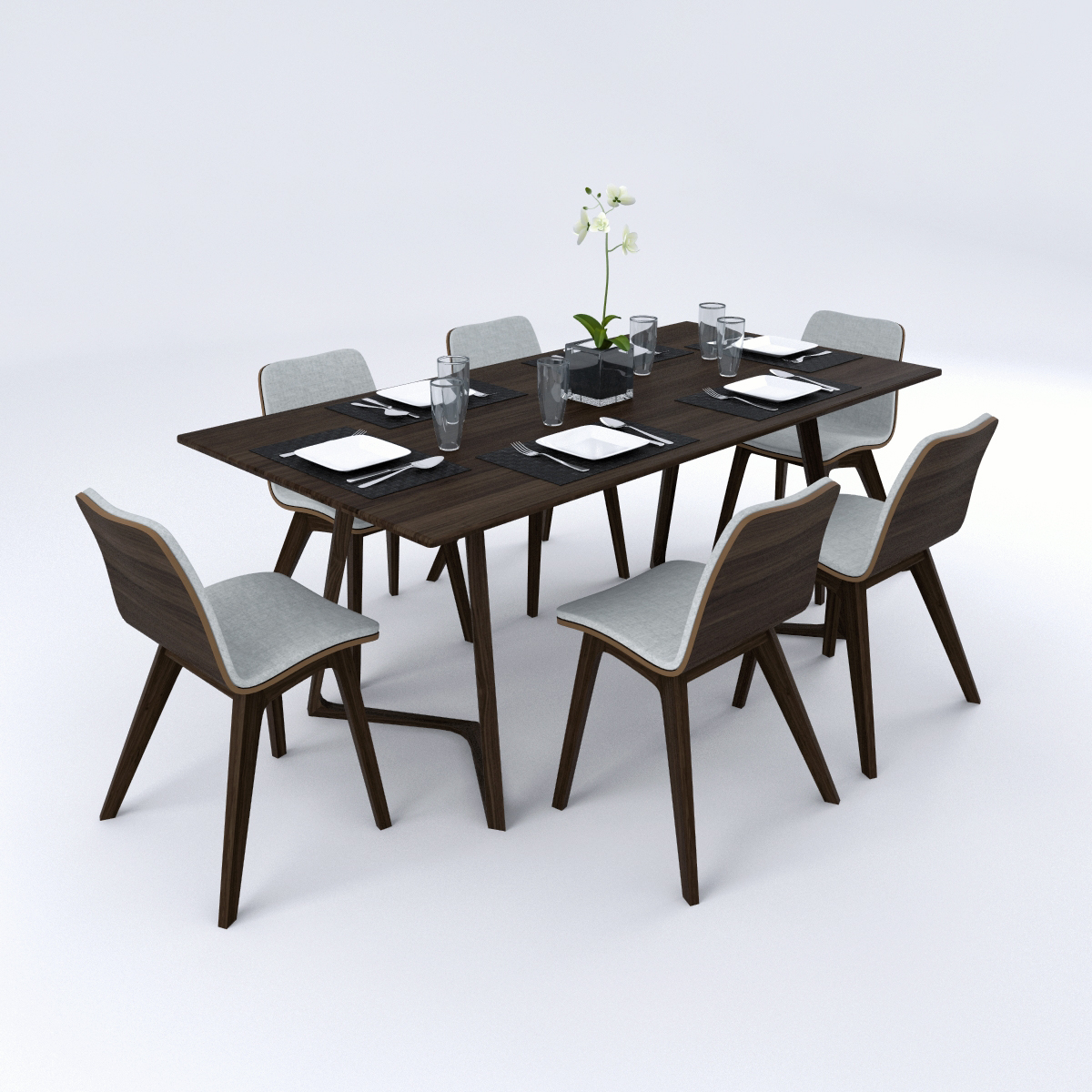 3d c4d dining table set