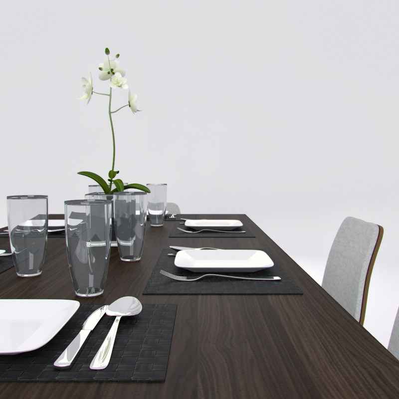 3d c4d dining table set