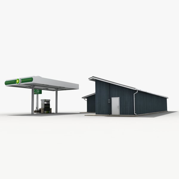 3d model bp gas station convenience store