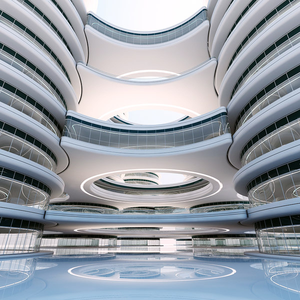 futuristic buildings 3d model