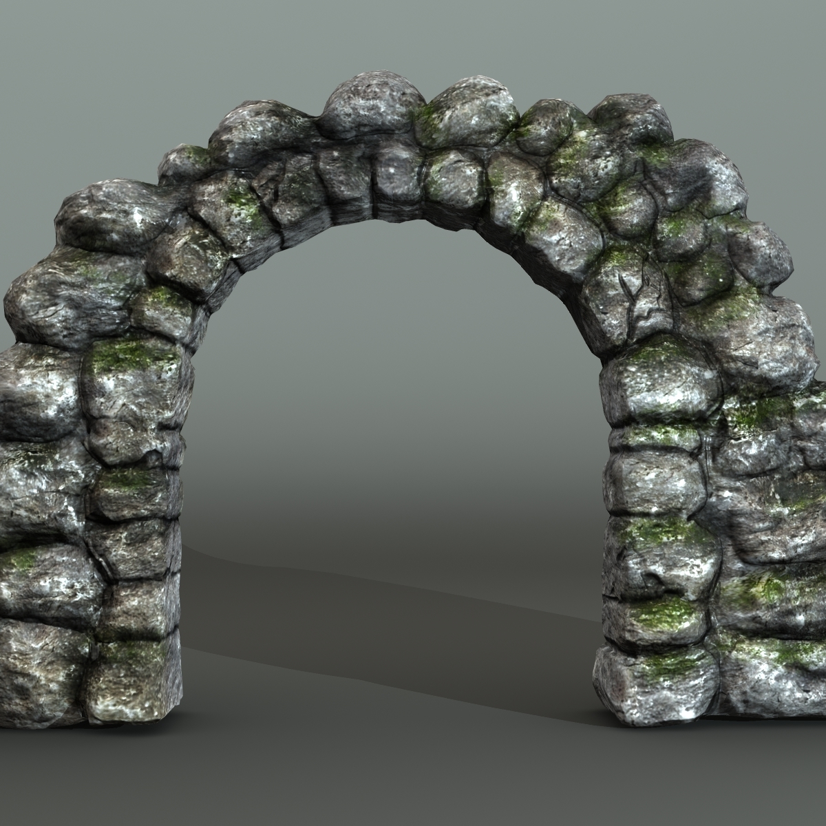 3d ancient mossy stone arc model