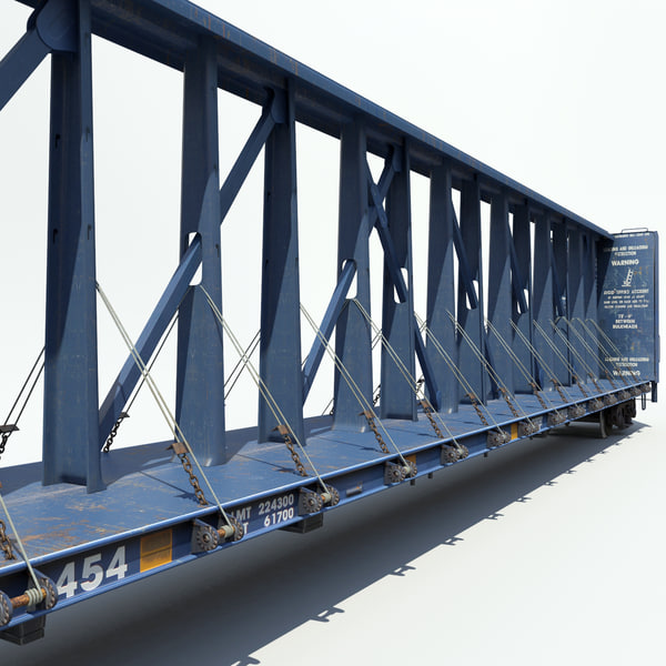 3ds max railway centerbeam flat car