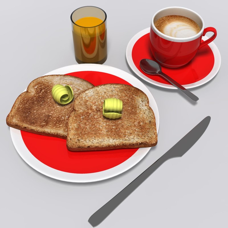 realistic breakfast 3d obj