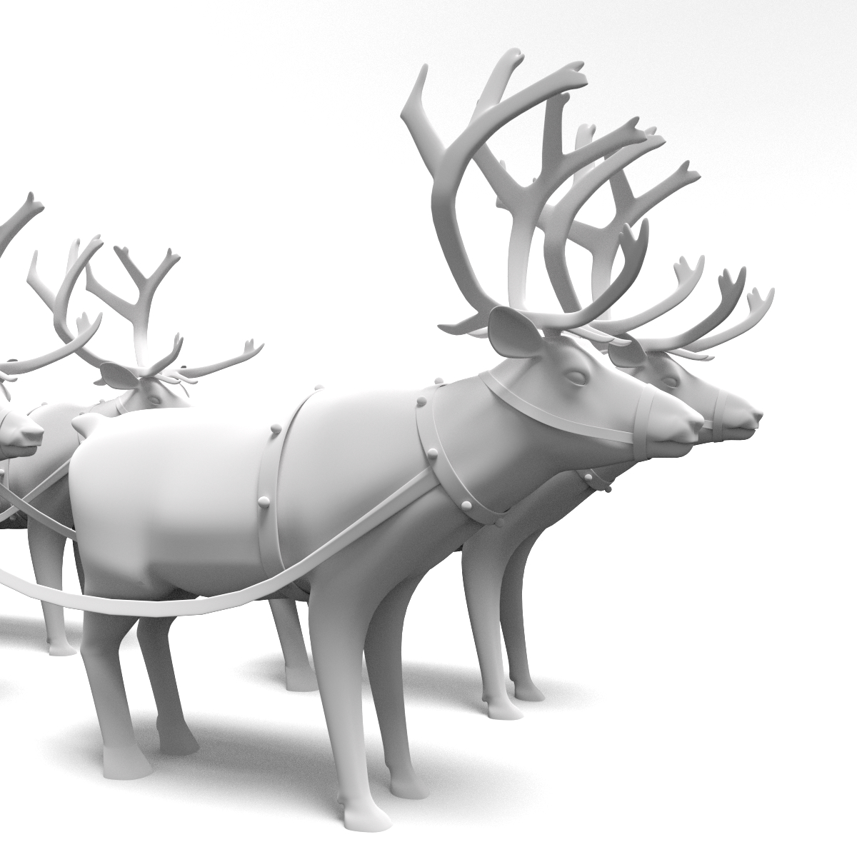 3d santa s sleigh reindeer model
