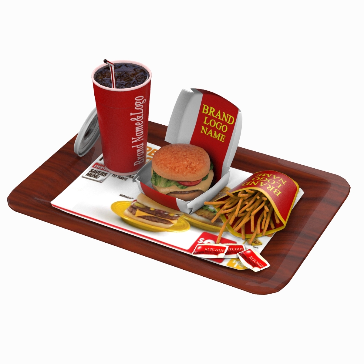 3d model fast food pack