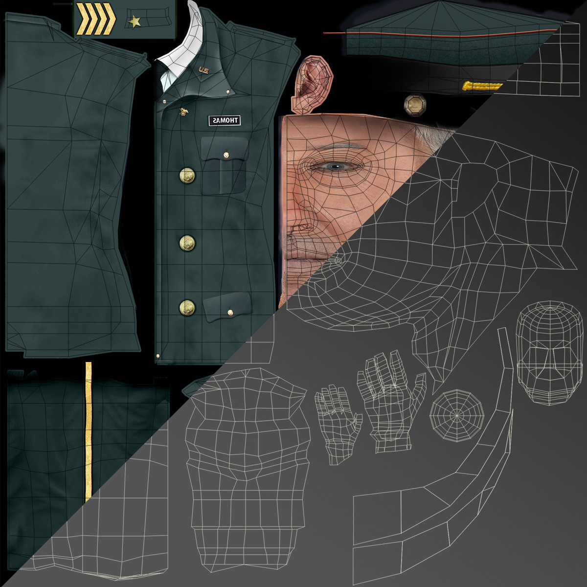 3d army officer model