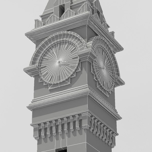 3d city building clock tower model
