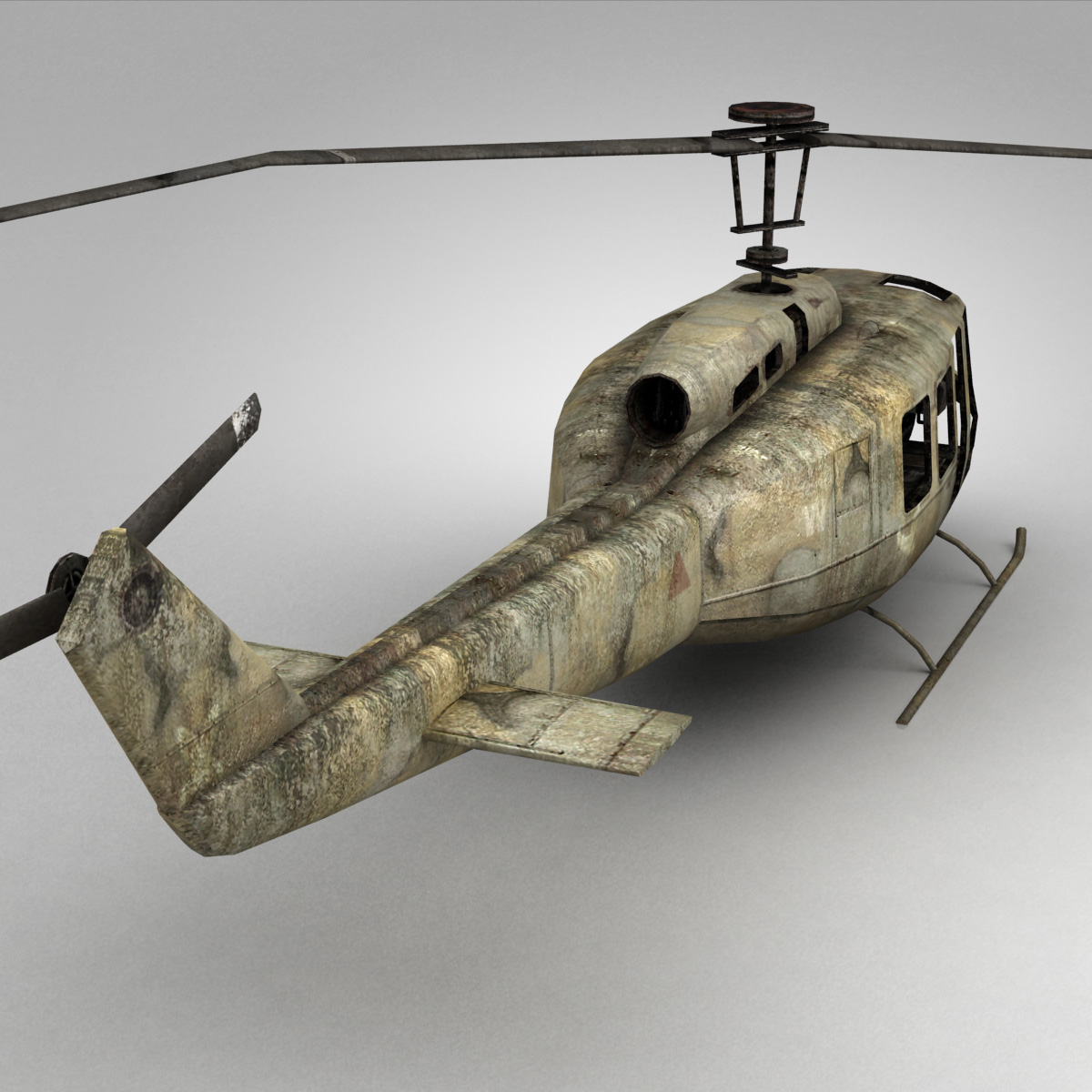 3d model rusty helicopter bell uh-1