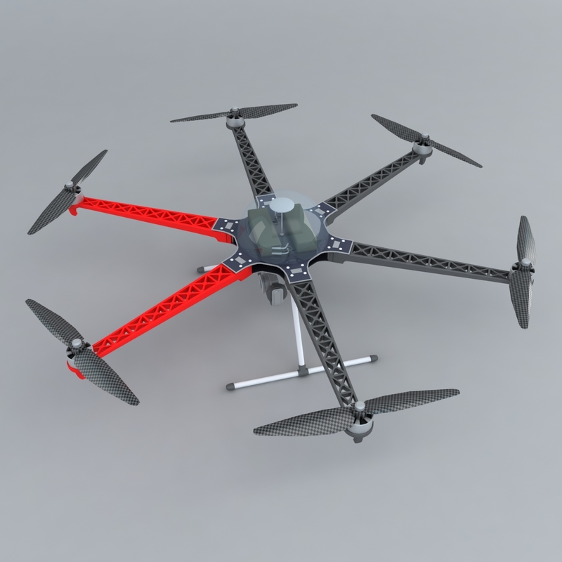 3d model of multi-rotor aerial platform camera