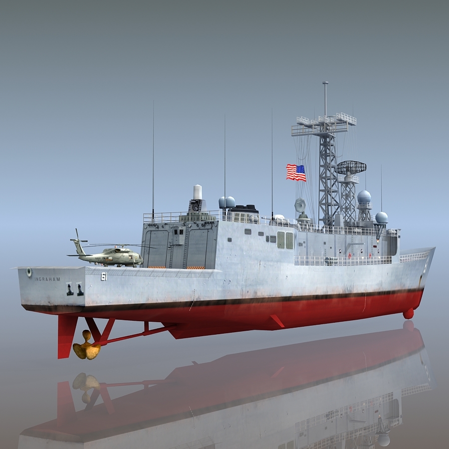 3d uss ingraham ffg-61 frigate model
