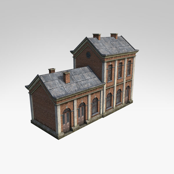 3d model old-style factory