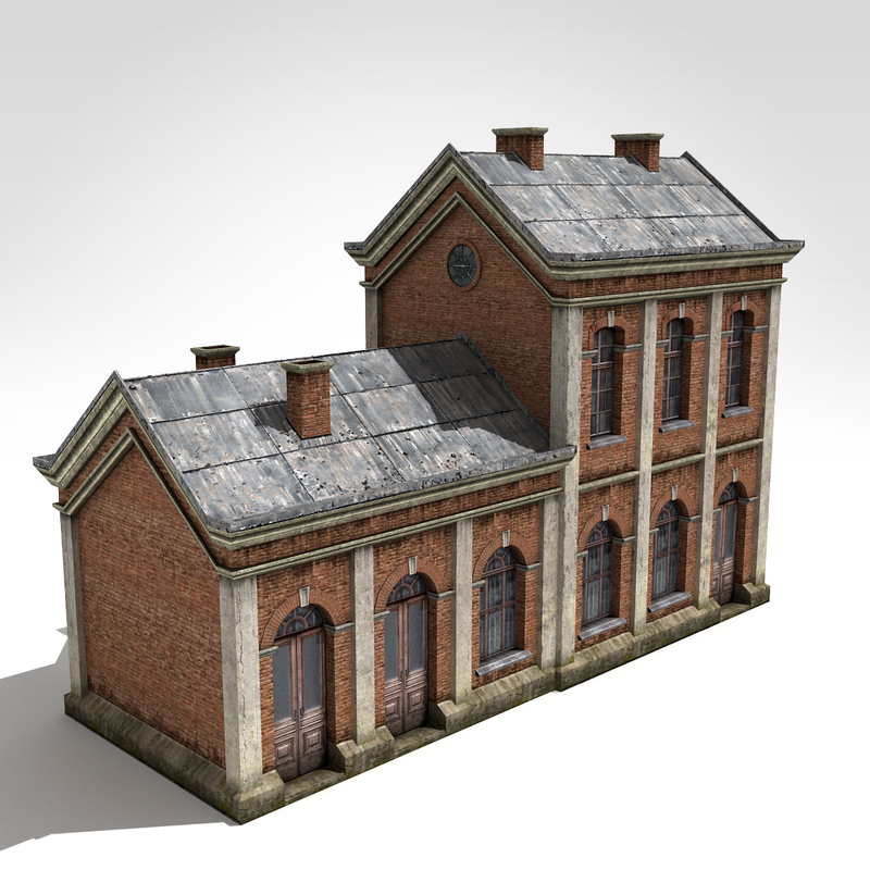 3d model old-style factory