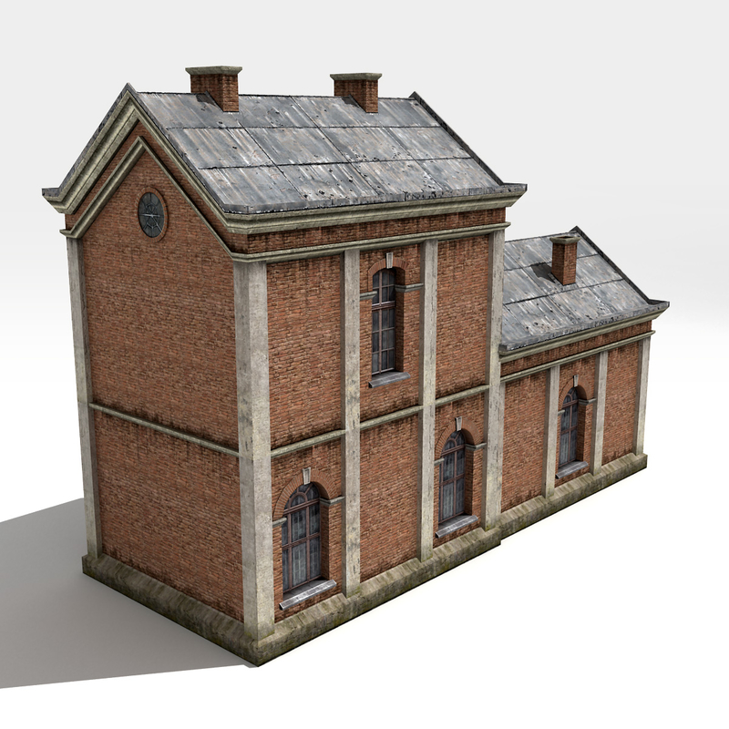 3d model old-style factory
