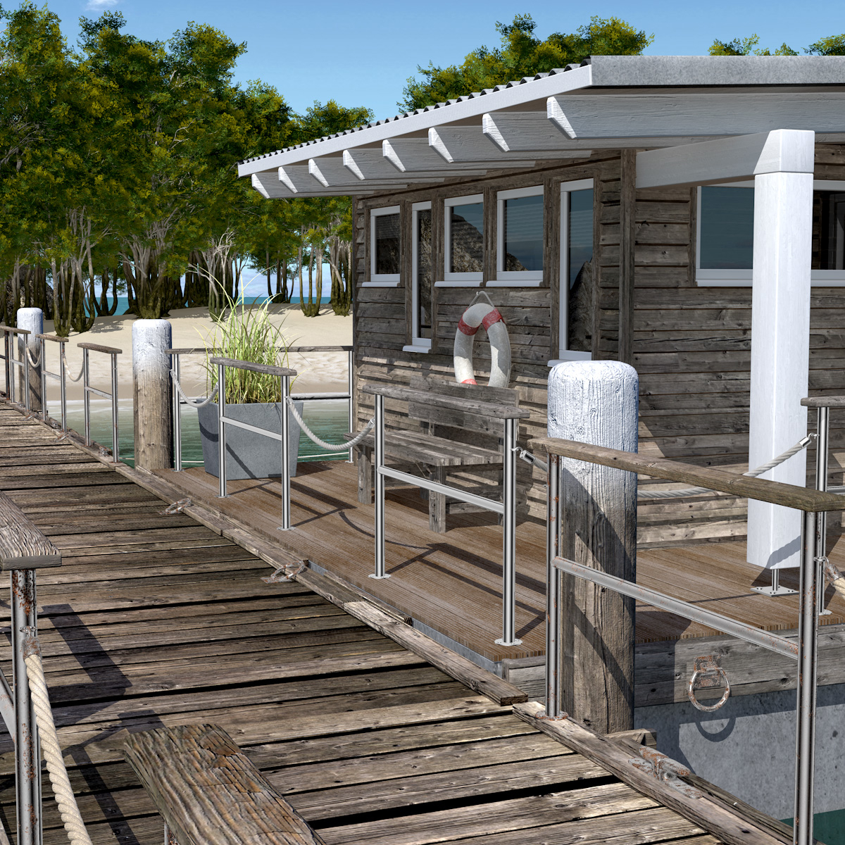 3d model modeled floating house