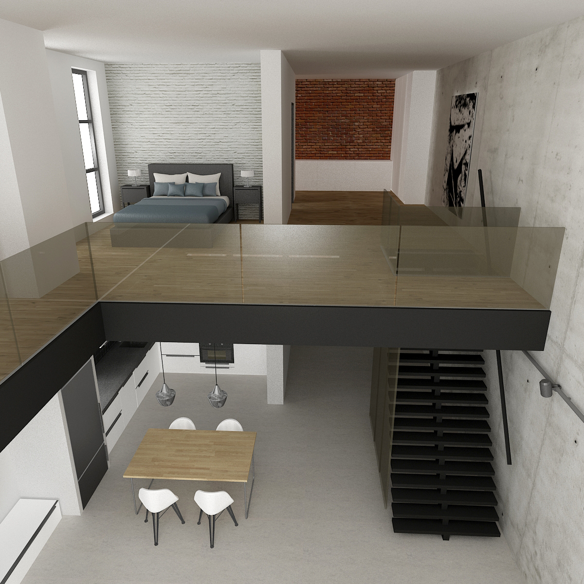 3d model loft scene