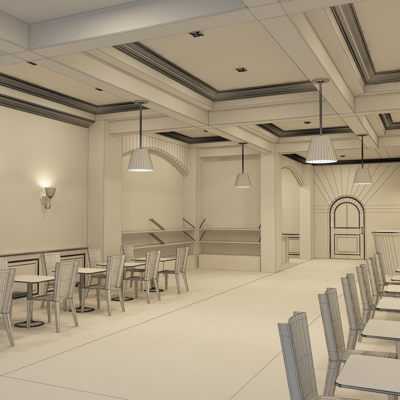 cafe interior 3d max