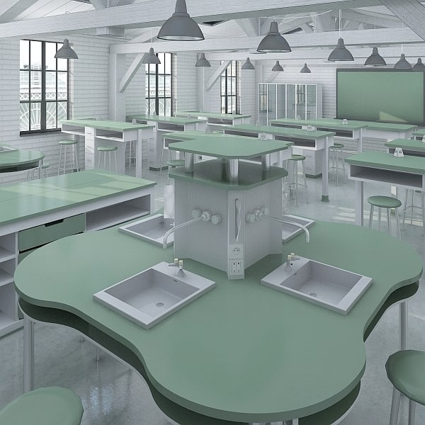3d classroom render 2