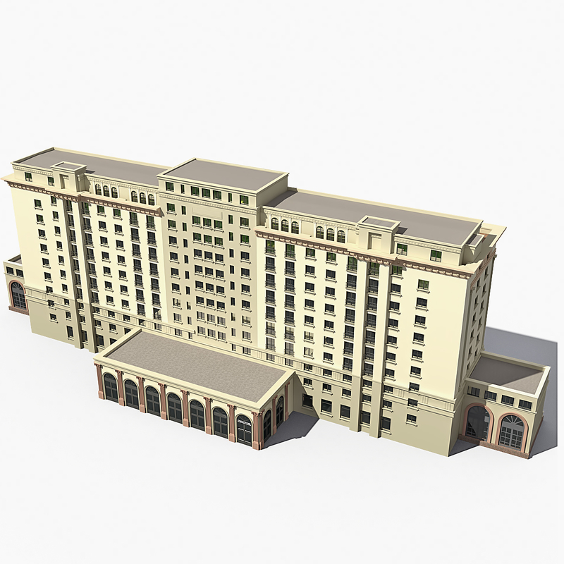 classic hotel building 3d model