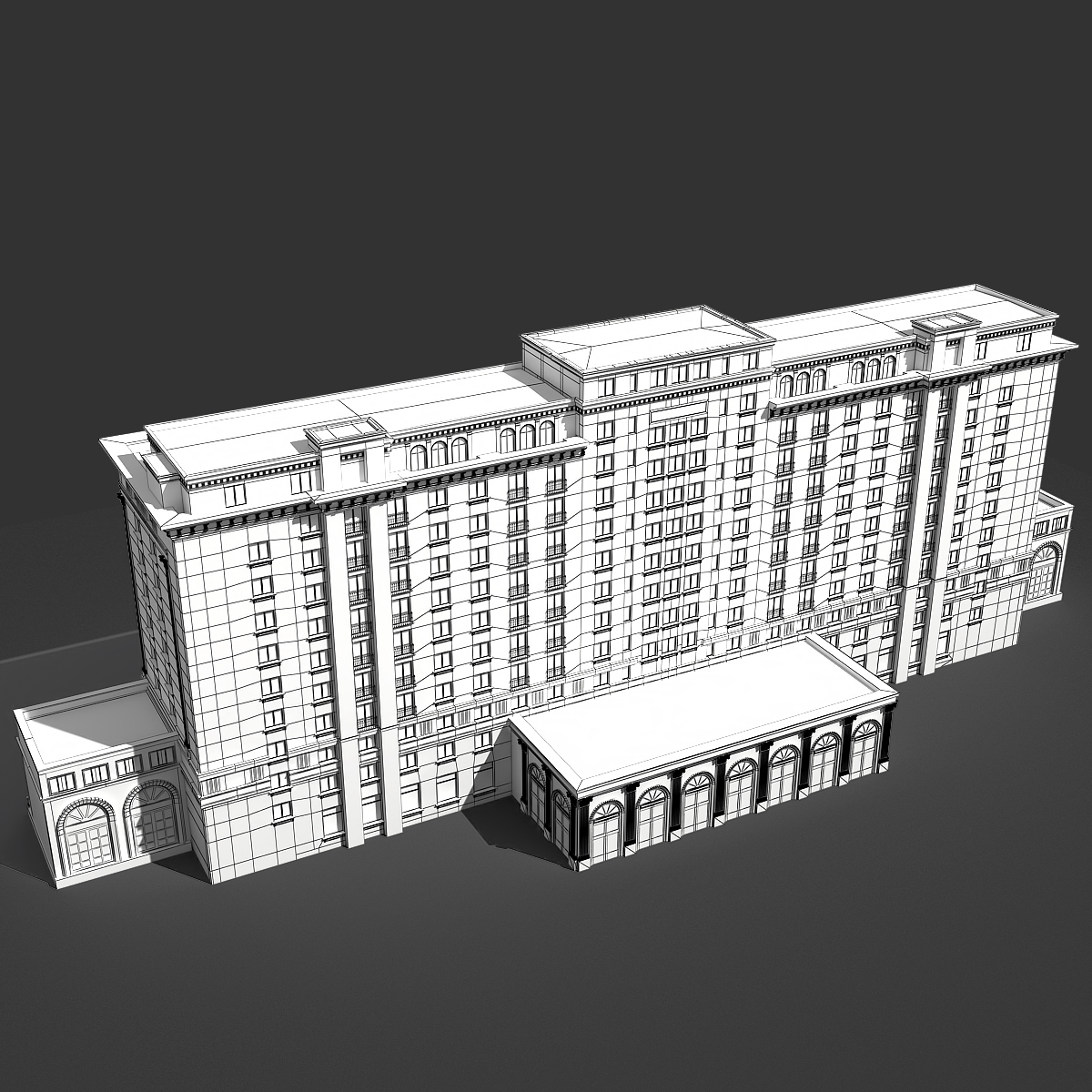 classic hotel building 3d model