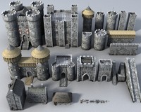 3d medieval townbuilding model