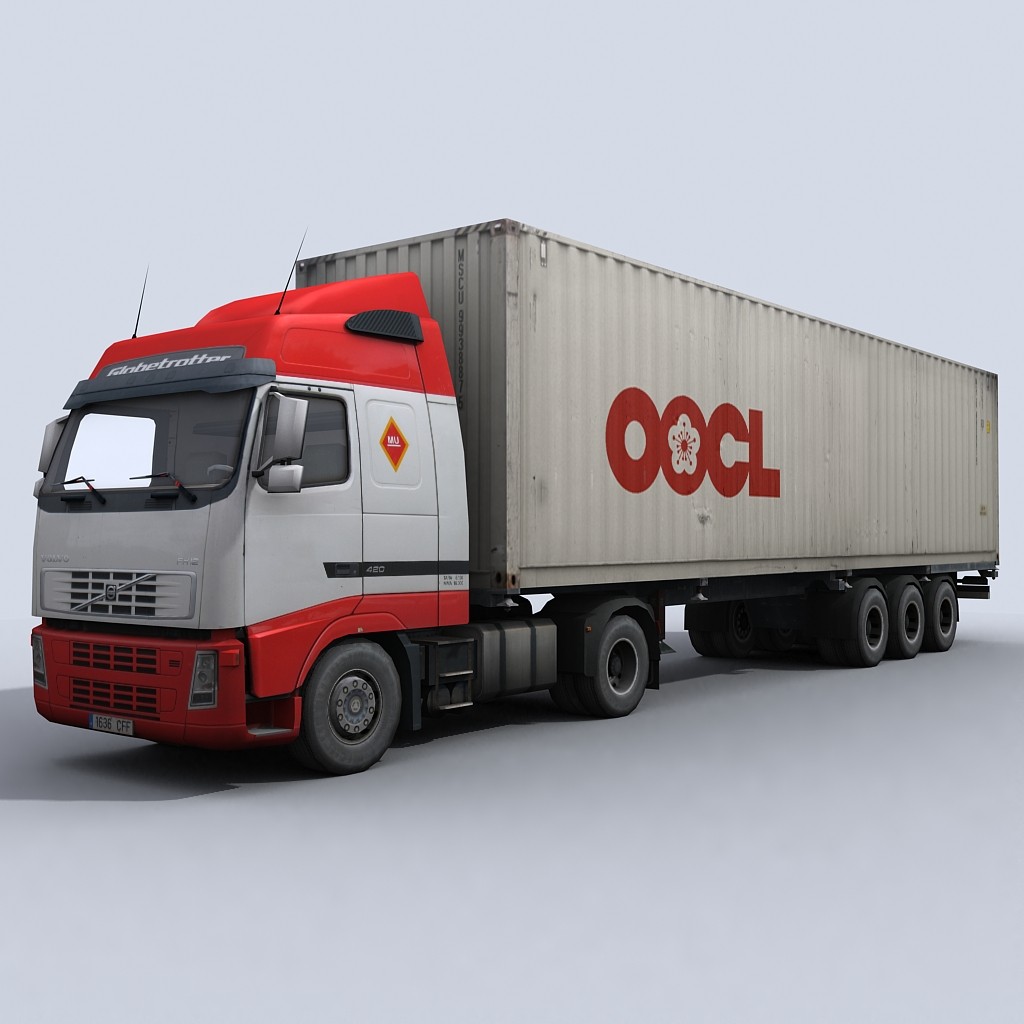 intermodal container truck 3d model