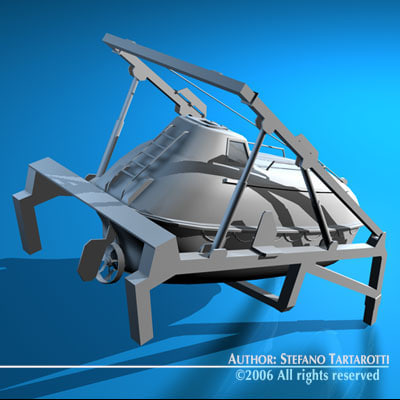 life boat fall ramp c4d