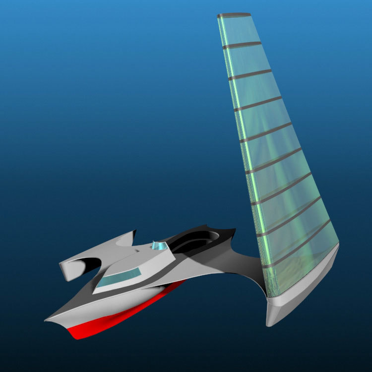 3d futuristic trihull sailboat pztrihull model