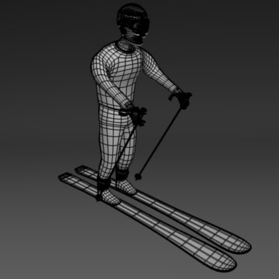 3d model skier polygonal