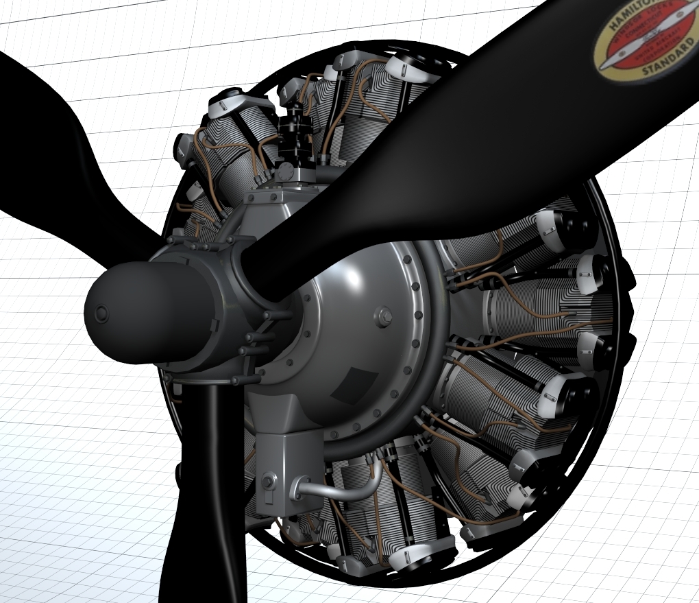 3d model of aircraft radial engine