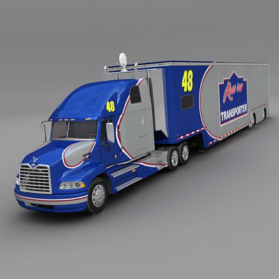 race car transporter 3d model