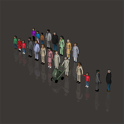 3d model of human crowd