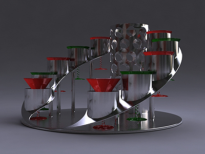 cocktail serving set glasses 3d model