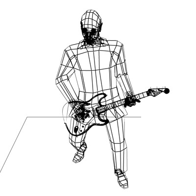 3d model male guitarist guitar