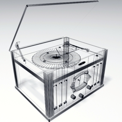 3d model antique record player